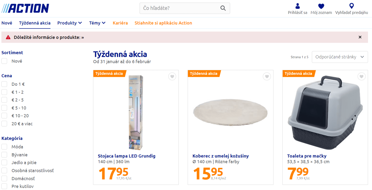 Action – leták, predajne, ponuka - KD.sk