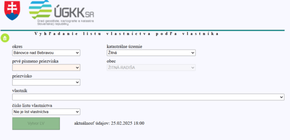 List vlastníctva podľa mena - parcely, vlastníka, katasterportál - KD.sk